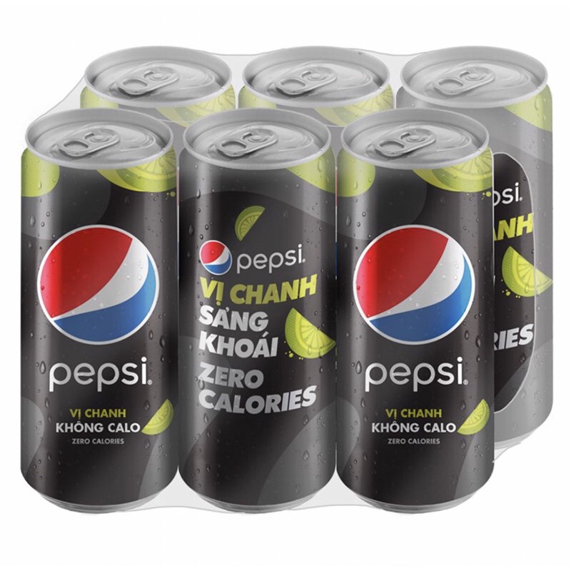 Lốc 6 Lon Nước Ngọt Pepsi Vị Chanh Không Calo 320ml/Lốc 6 Lon Nước Ngọt Có Gaz Pepsi Không Calo ...