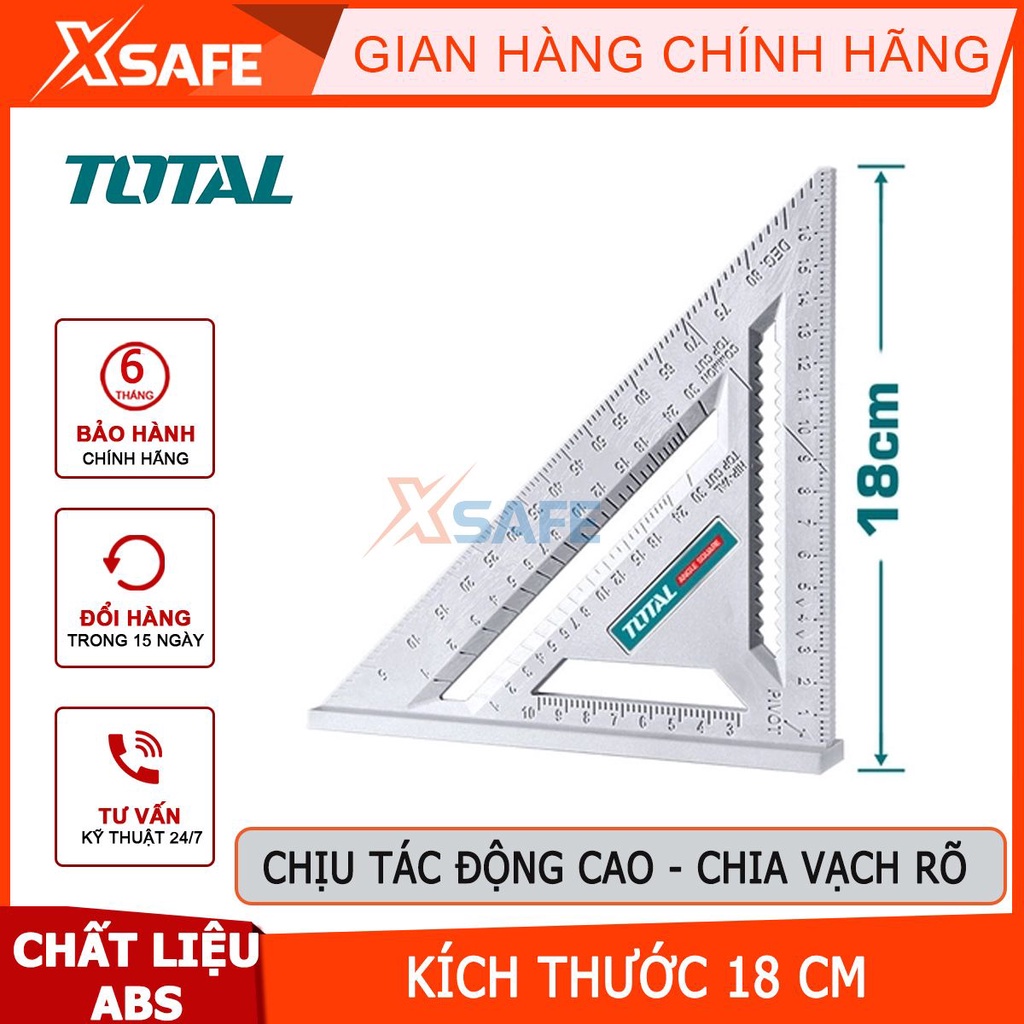 Thước eke vuông 180mm TOTAL TMT61212 nhựa ABS cứng chắc, hệ đo mét ...