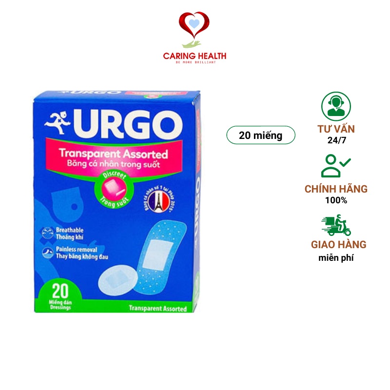 Băng cá nhân trong suốt Urgo Transparent Assorted (Hộp 20 miếng) - 4 ...