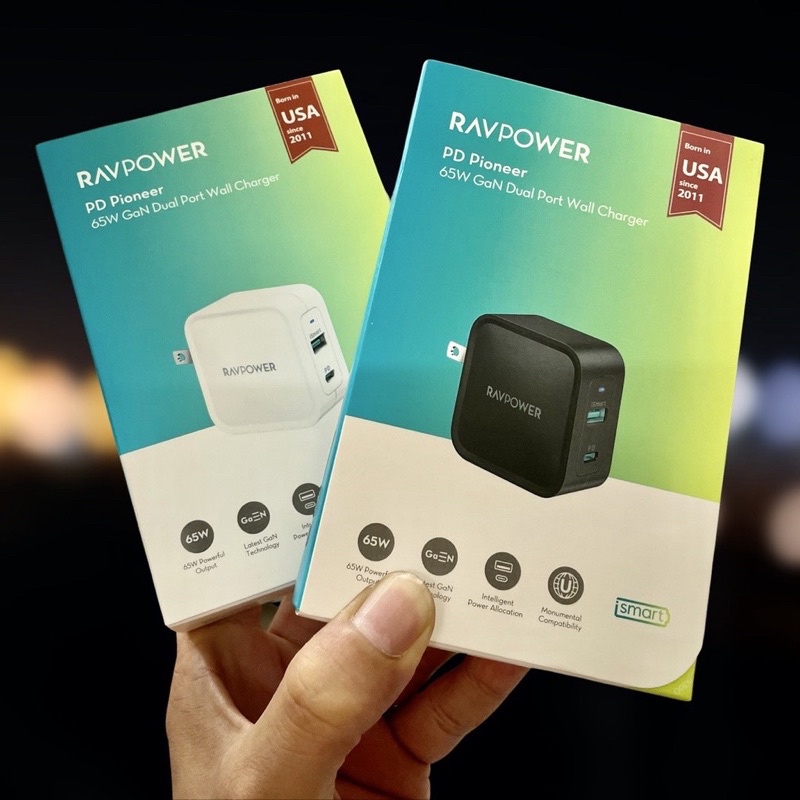 [BẢN QUỐC TẾ] Củ sạc Ravpower 65W 2 cổng type C Pd và USB Model RP-PC133 | Shopee Việt Nam