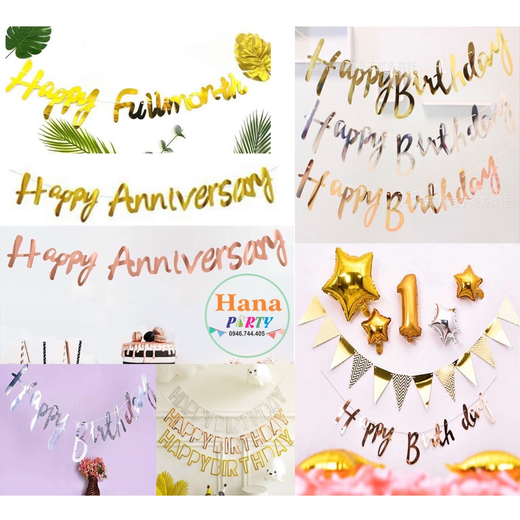 DÂY CHỮ HAPPY BIRTHDAY HAPPY ANNIVERSARY HAPPY FULL MONTH JUST MARRIED ...