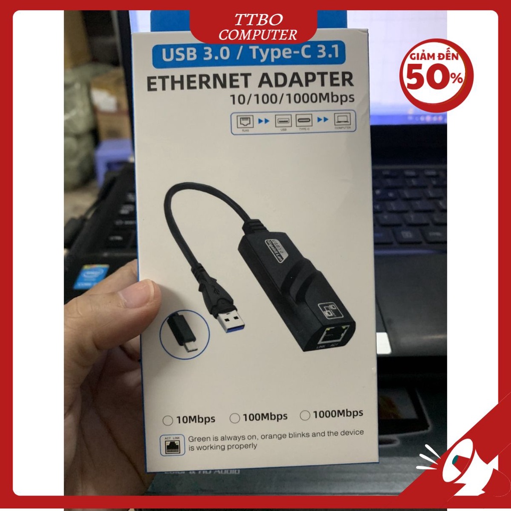 Cáp Chuyển Đổi USB to Lan 2.0 3.0 type C ra Lan + Hub Sang Lan 10 ...