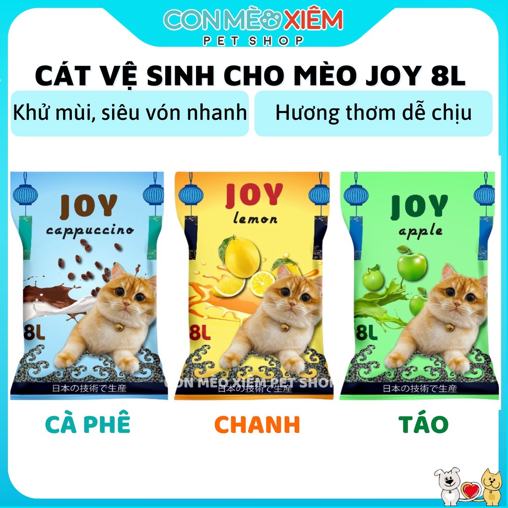 Cát cho mèo mèo Joy cà phê táo chanh siêu vón khử mùi 8L, cát cho mèo ...