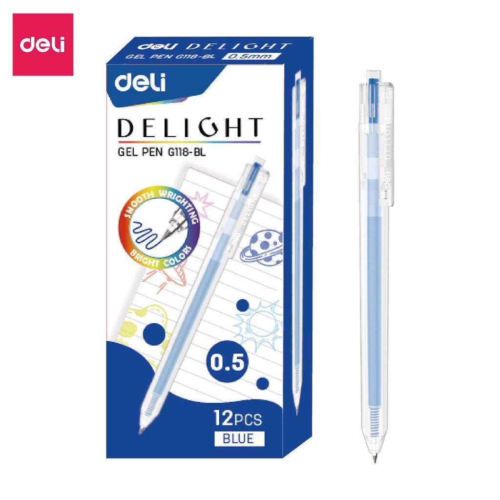 EG118 Bút bi nước mực gel bấm nhiều màu 0.5mm Deli nhanh khô viết đều ...