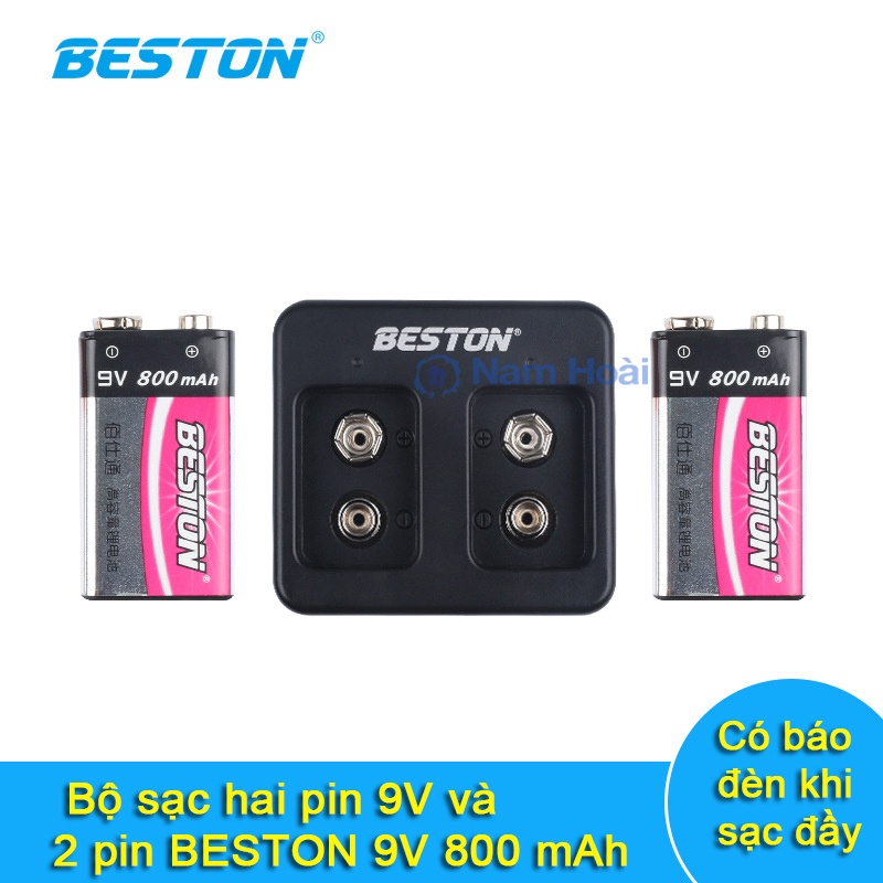 Pin sạc Beston 800 mAh 9V Li-ion dung lượng cao, bộ sạc pin vuông 9V ...