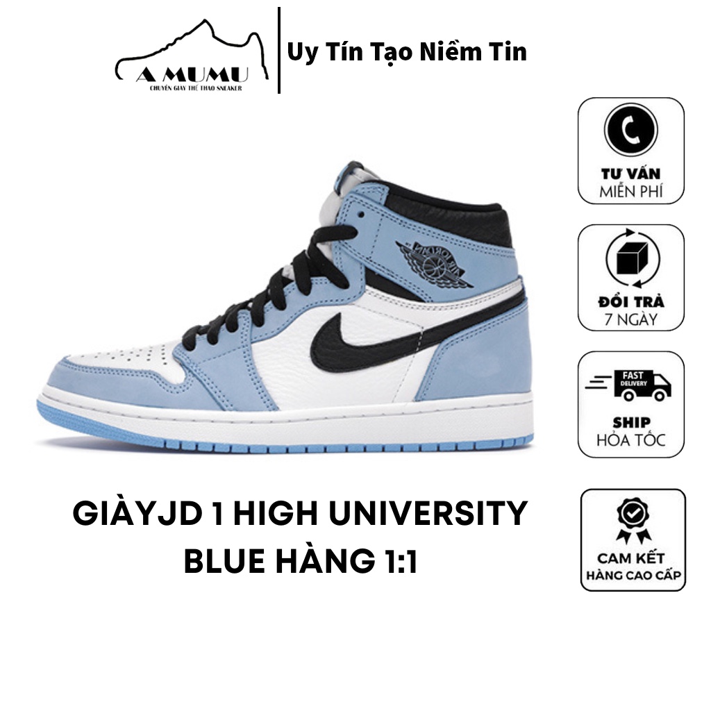 Giày jd 1 High University Blue xanh mint cổ cao hàng 11 full bill box ...