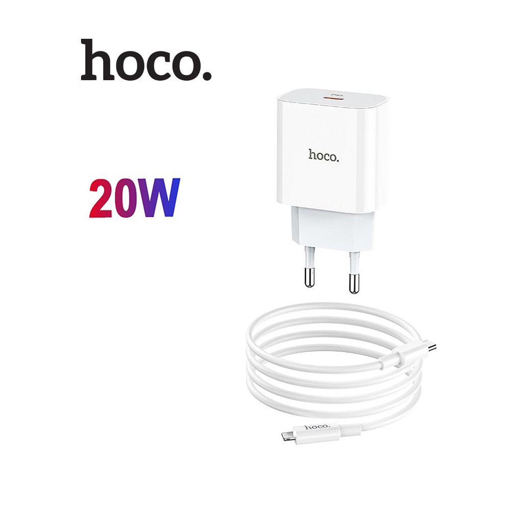 Bộ sạc hoco. C76A Plus sạc nhanh PD20W chân tròn 1 cổng Type-C kèm dây ...