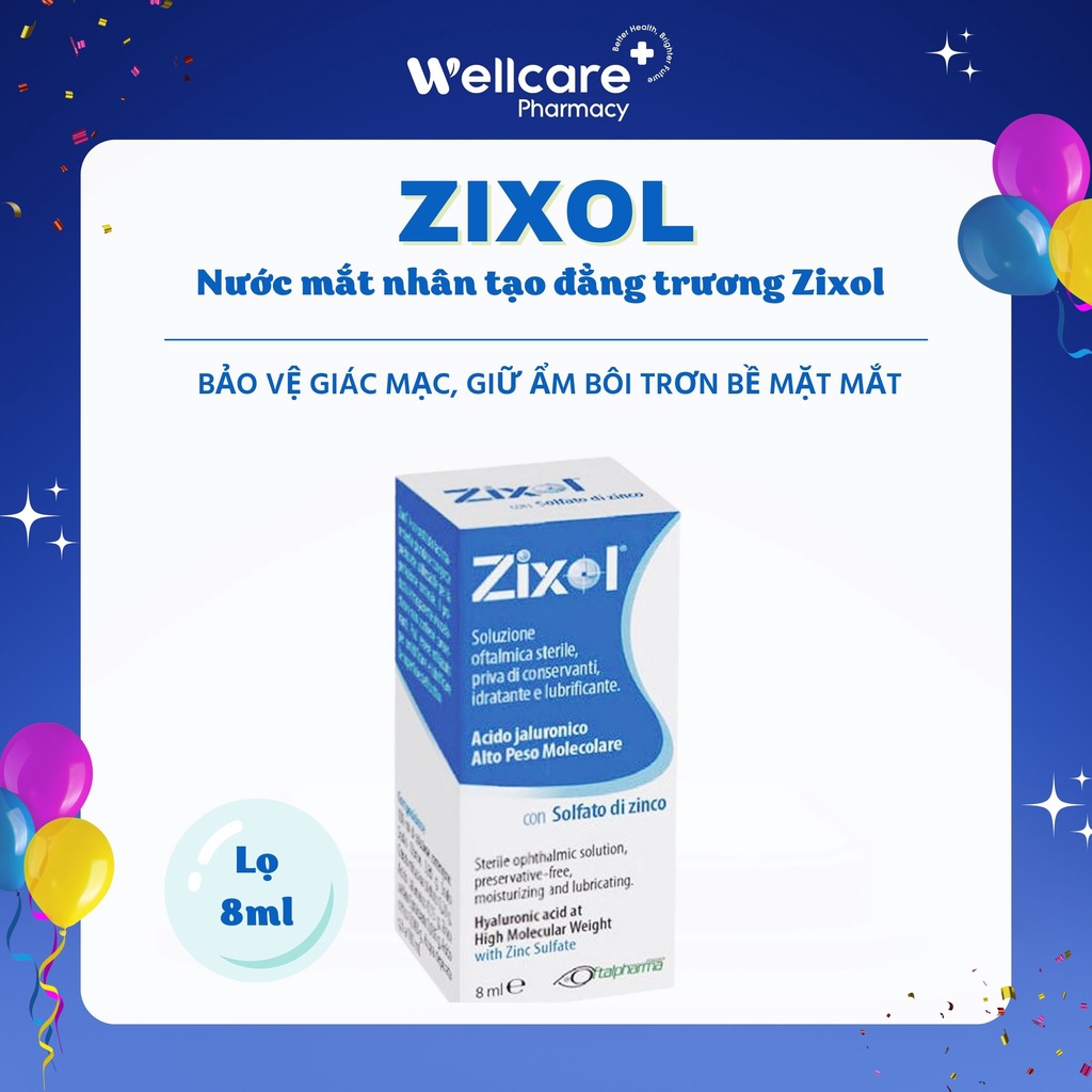 [Tặng Omega3 Bổ Mắt] Nước Mắt Nhân Tạo ZIXOL - EU [Lọ 8ml] - Làm ẩm ...
