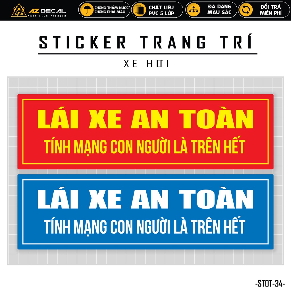 [1 Chiếc] Sticker Dán Xe Ô Tô Lái Xe An Toàn | STOT-34 | Team Decal Dán ...