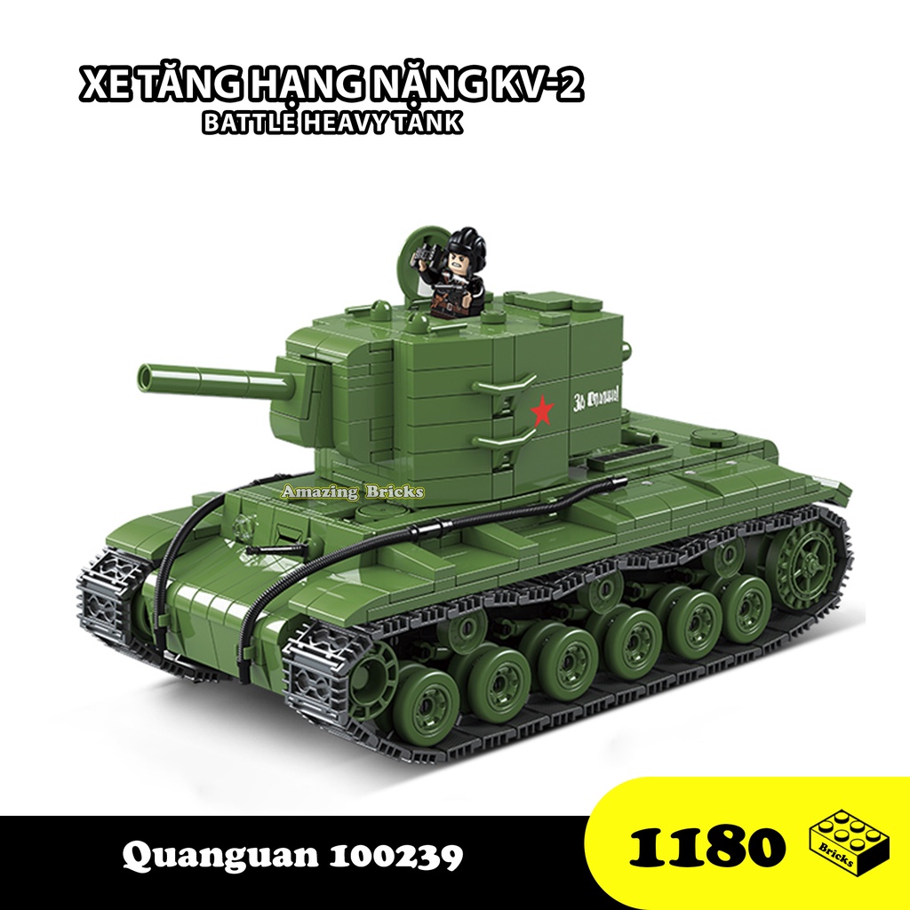 Đồ chơi Lắp ráp Xe Tăng hạng nặng KV-2, Quanguan 100239 Heavy Tank, Xếp ...
