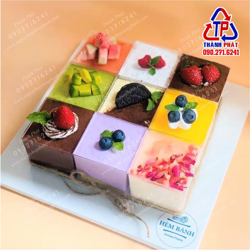 50 Ly mousse vuông LC-5550 đựng bánh mix nhiều vị- Ly đựng tiramisu ...
