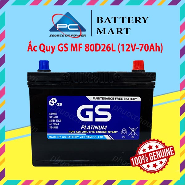 Bình Ắc Quy 12V-70Ah, Ắc Quy Ô Tô GS MF 80D26L/R | Shopee Việt Nam