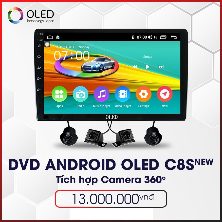 Màn hình ô tô Android OLED C8S 360° - Chip 8 lõi, RAM 3GB - ROM 32GB ...
