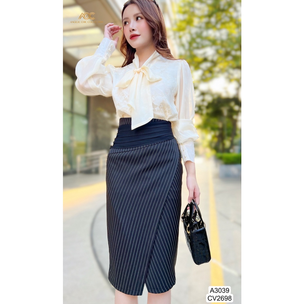 Áo sơ mi công sở dài tay cổ phối nơ A3039 | Shopee Việt Nam