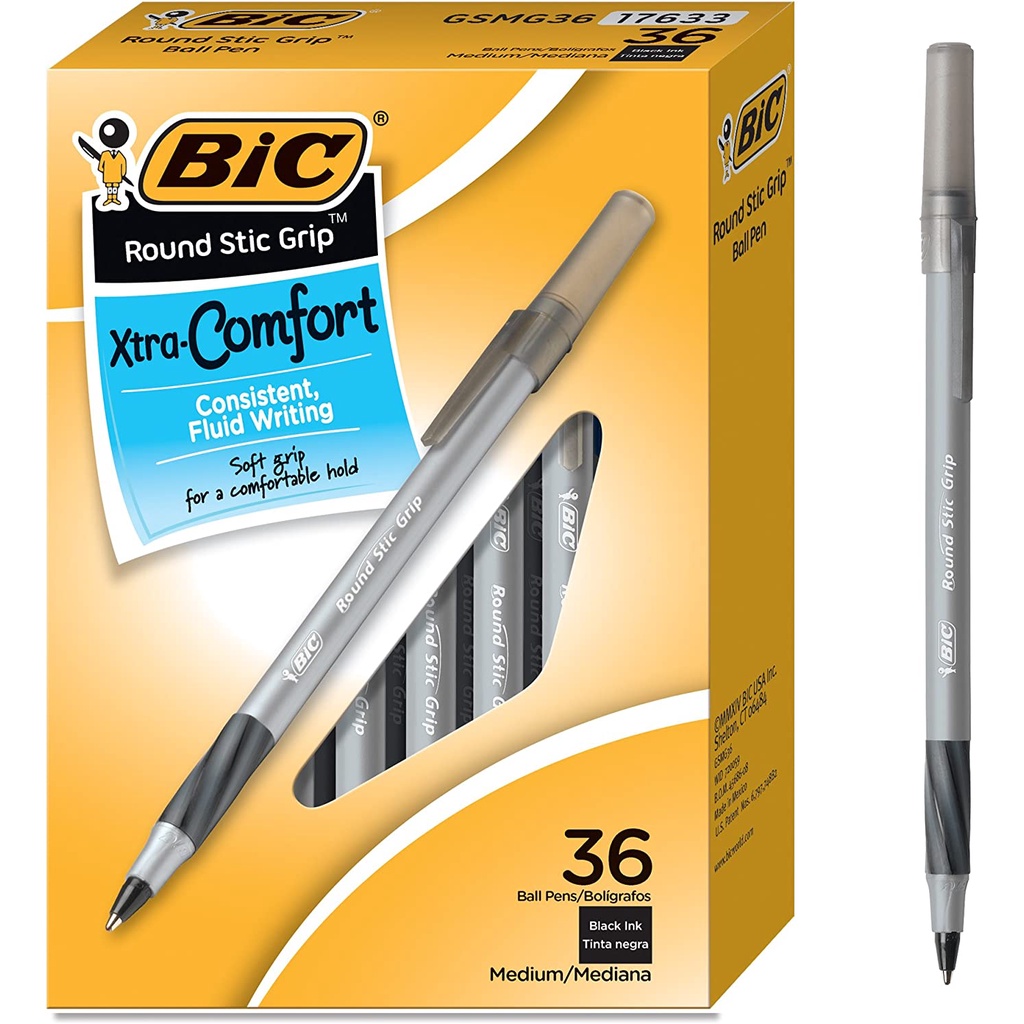 Bút bi BIC Round Stic Xtra Precision Stick Ballpoint Pen 1mm Assorted (hộp 10/36/60 cây ...