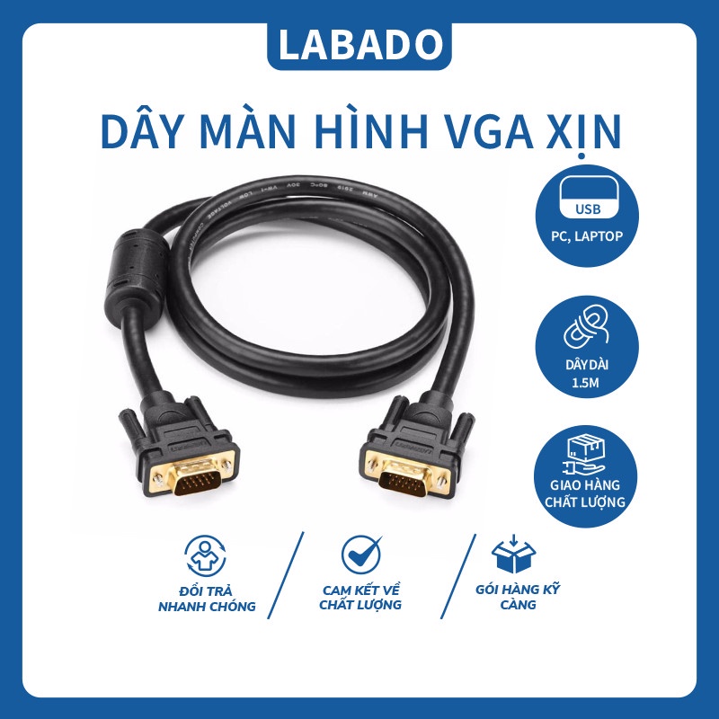 Dây VGA cáp VGA Màn Hình Dài 1.5m HP Chống Nhiễu LABADO VGA1.5m ...