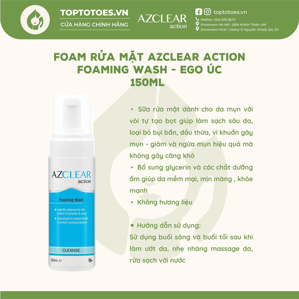 Sữa rửa mặt Azclear Action Foaming Wash 150ml làm sạch sâu cho da mụn ...