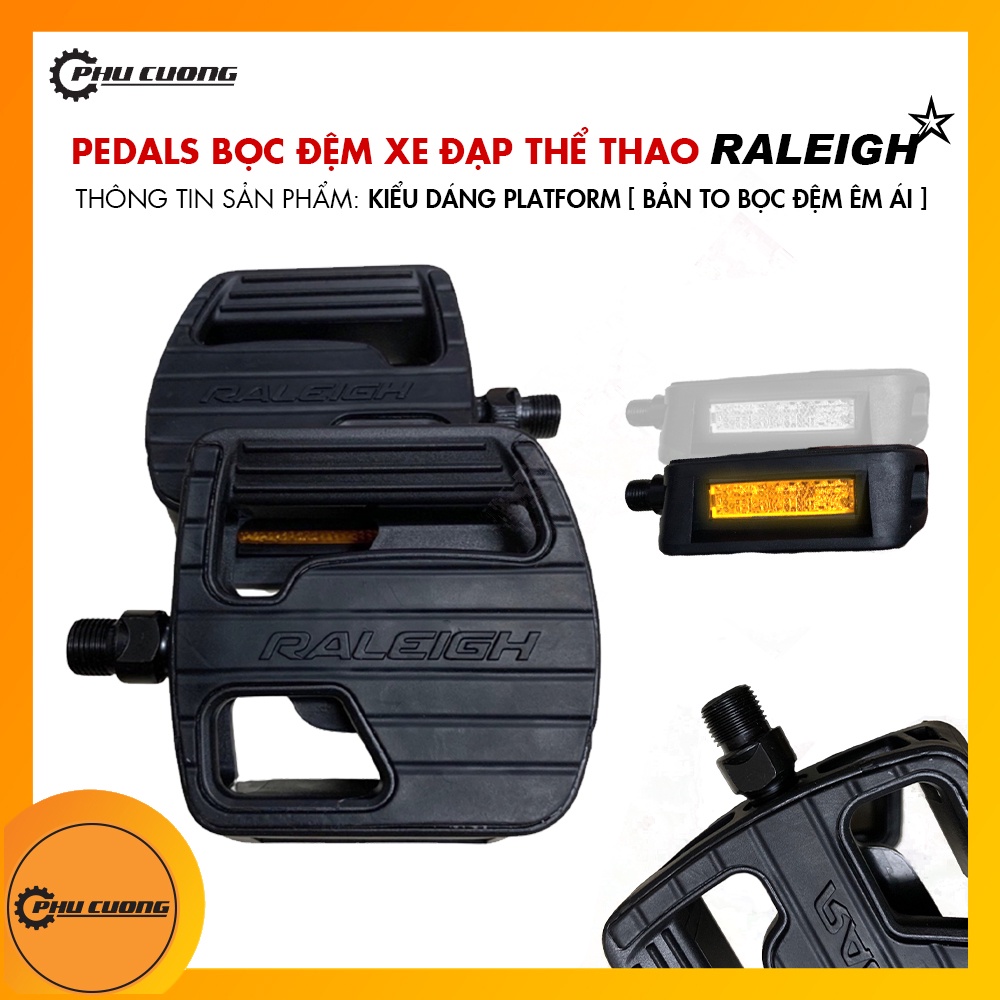 Bàn Đạp [ Pedals ] Xe Đạp Thể Thao Raleigh Bọc Đệm Hoàn Toàn - Đạp Cực Êm & Mượt, Tích Hợp Chức ...