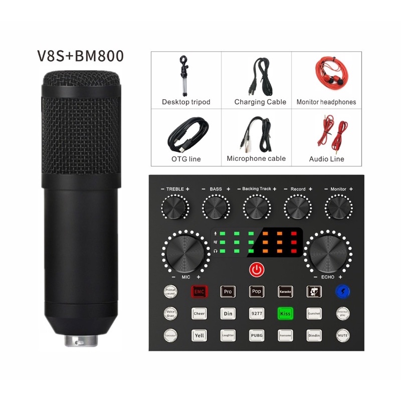 Bộ Sound Card V8S Và Micro Bm 800 Tặng Tai Nghe Hát Livestream ...