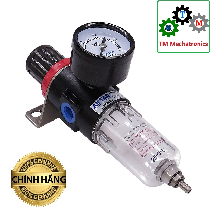 Bộ lọc đơn, cốc lọc đơn hơi khí nén AirTac AFR2000 KÈM VAN ĐIỀU CHỈNH ÁP SUẤT VÀ ĐỒNG HỒ ( 2 đầu ...