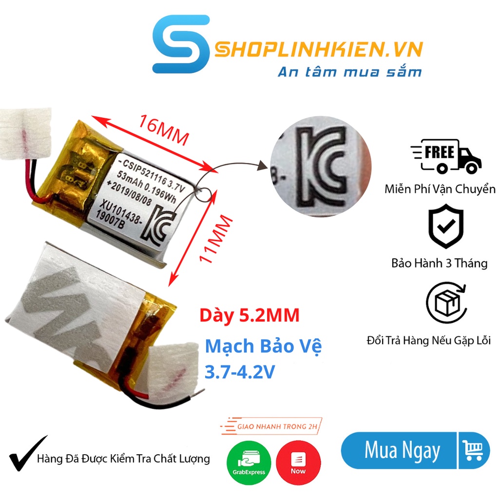Pin Lipo 3.7V 53mAh 220mAh 230mAh 350mAh xuất hàn chuyên dụng nhiều ...