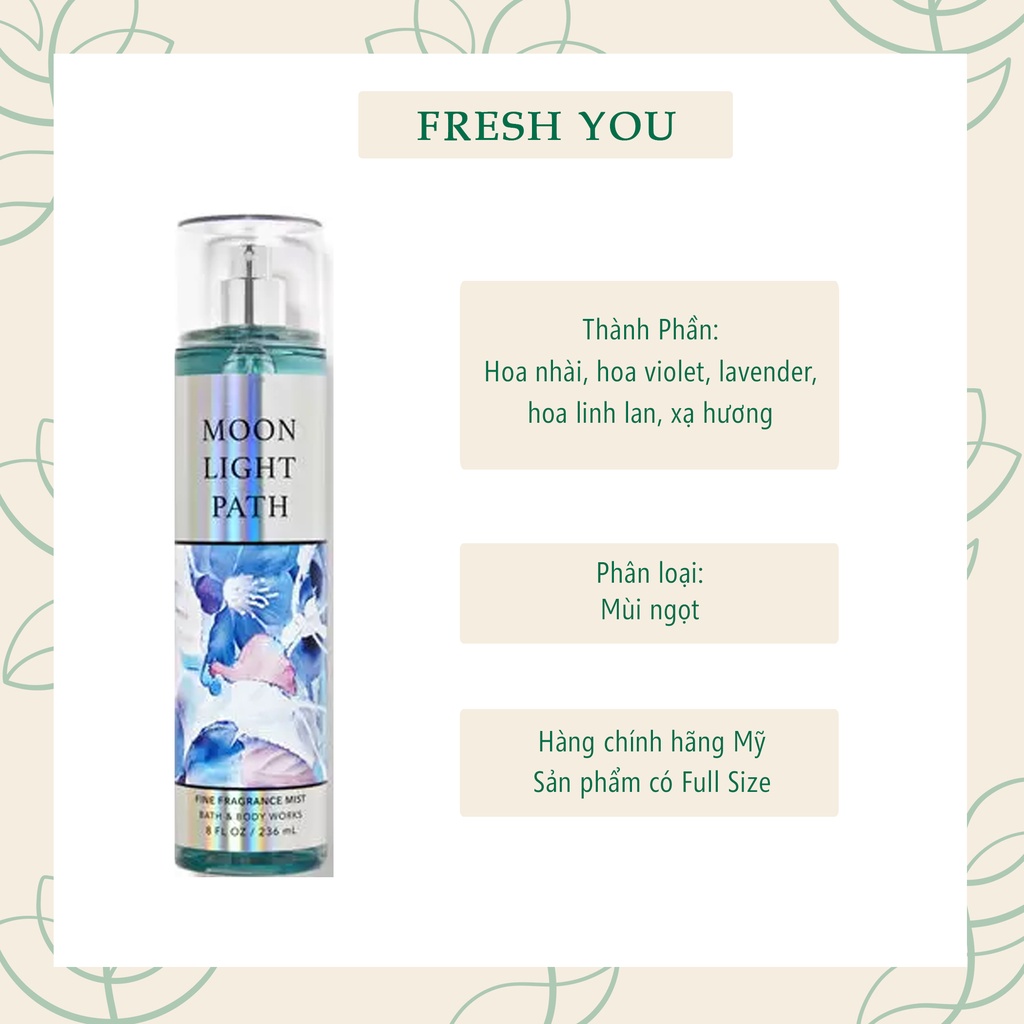 Moonlight Path - Full Size Xịt Thơm Toàn Thân Bath & Body Works (Body ...