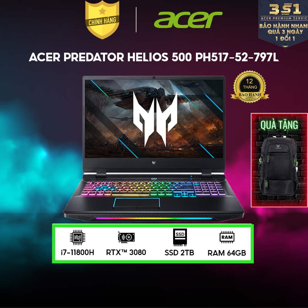 Laptop Acer Predator Helios 500 (PH517-52-797L) i7-11800H |GeForce RTX ...