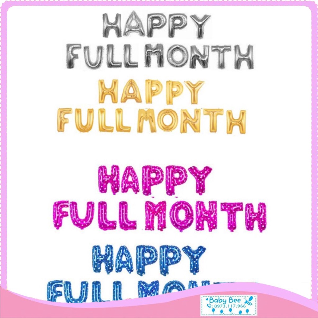 Bộ chữ HAPPY FULL MONTH (kèm băng keo) trang trí đầy tháng | Shopee ...