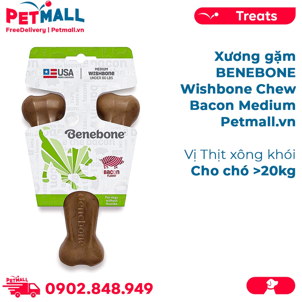 Xương gặm BENEBONE Wishbone Chew Bacon Medium Size cho chó >20kg - vị ...