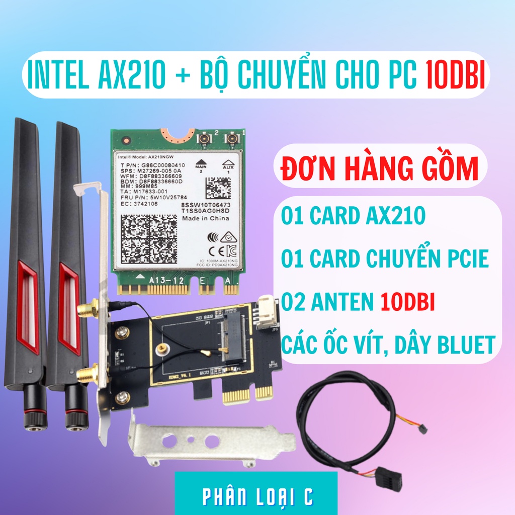 Card Wifi 6E Intel AX210 6GHz 3 băng tần Bluetooth 5.3 Gaming - Wifi6 ...