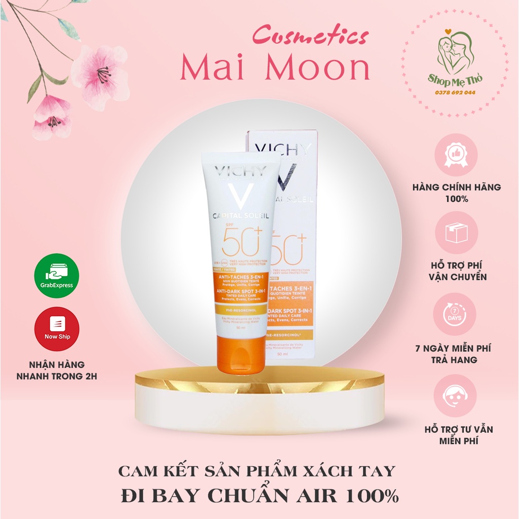 Kem Chống Nắng Vichy Capital Soleil SPF 50 Anti-Dark Spot 3-in-1 50ml (Vạch cam) | Shopee Việt Nam