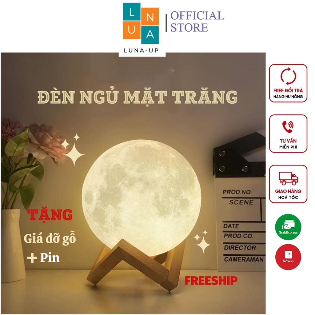 Đèn ngủ hình mặt trăng Luna Up, để bàn trang trí decor phòng ngủ chill ...