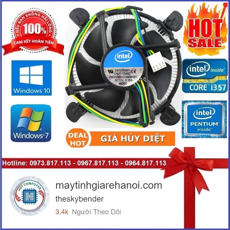 Quạt tản nhiệt FAN CPU socket 775 1155 1150 1151 11xx fan zin tháo case | Shopee Việt Nam