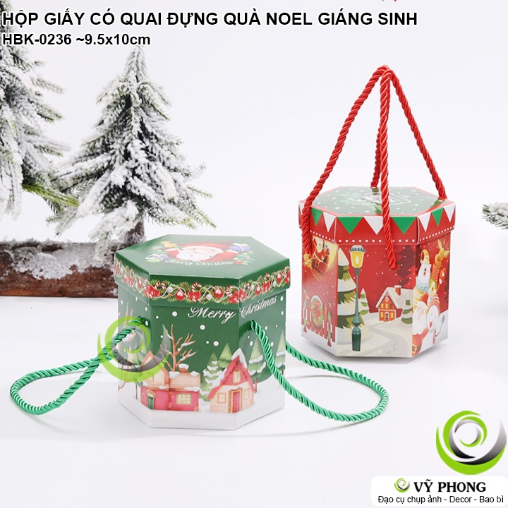 HỘP GIẤY LỤC GIÁC CÓ QUAI XÁCH ĐỰNG QUÀ TẶNG NOEL HỘP ĐỰNG BÁNH KẸO ...