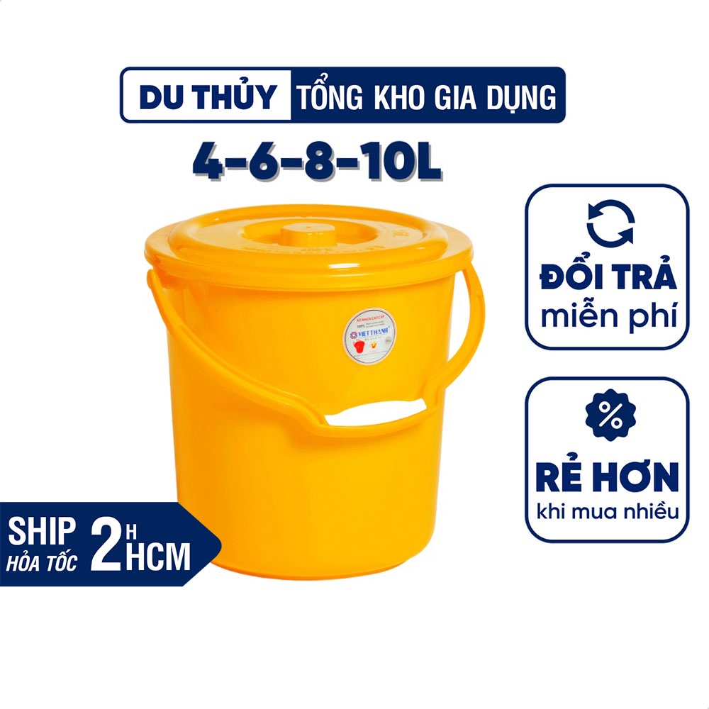 Xô nhựa có nắp và quai xách - dung tích 4L - 6L - 8L - 10L xô bằng nhựa PP loại tốt thương hiệu ...