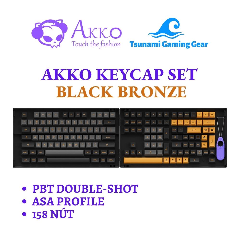 Bộ keycap AKKO Black Bronze (PBT DoubleShot/ ASA profile/ 158 nút ...