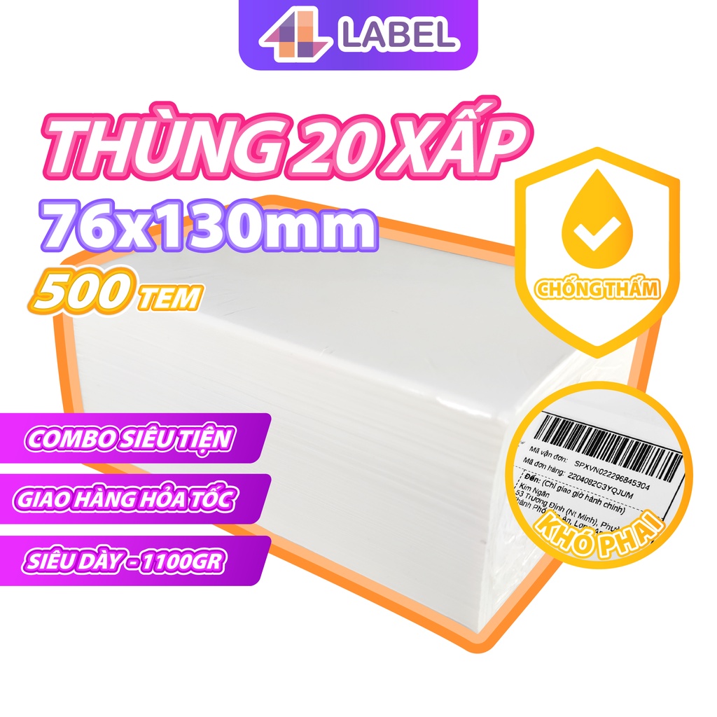 Combo 20 xấp Giấy in nhiệt A7, tem nhiệt A7 76x130 Có Sẵn Lớp Dán ...