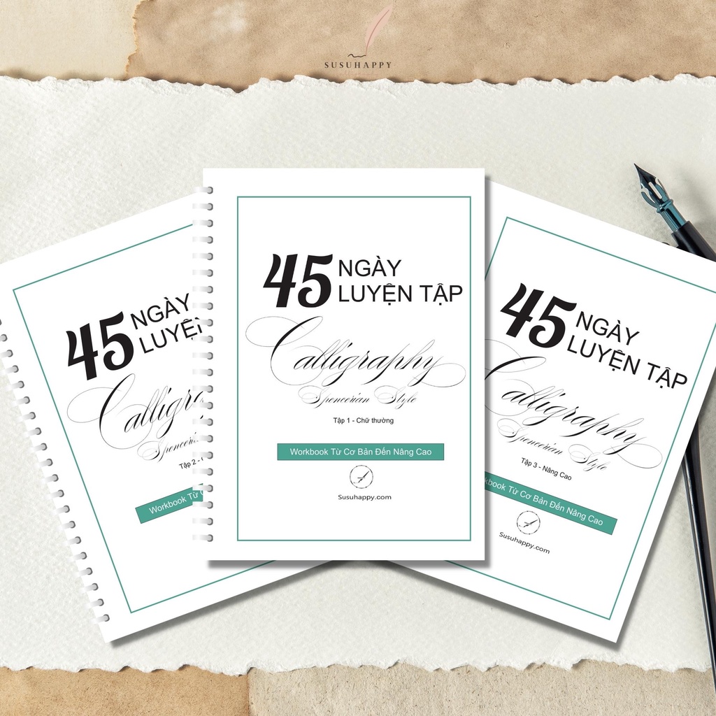 3 Tập Workbook Calligraphy 45 Ngày Tự Học Calligraphy Phong Cách ...