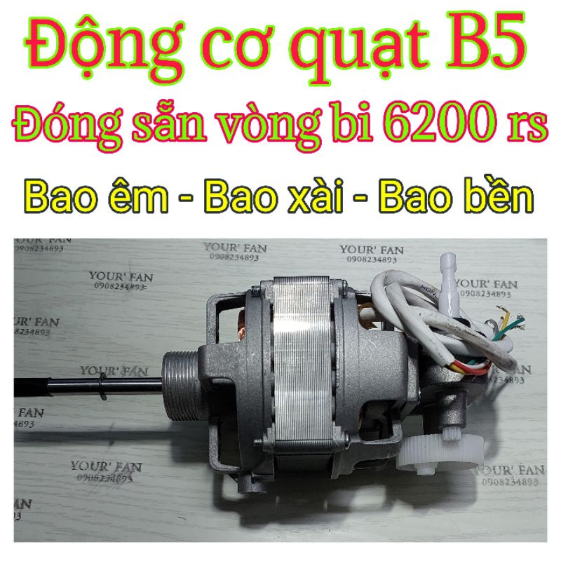 B5C-Đ (Động cơ bạc đạn 6200, B5, 100% đồng, tại shop YOUR' FAN) sato 46, dày 25 mm + tụ 2uf ...