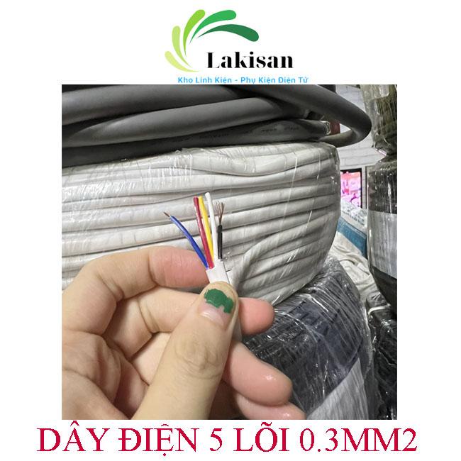 Dây điện 5 lõi 0.3mm2 5x0.3mm2 - Vỏ màu trắng - 10 mét - LAKISAN ...