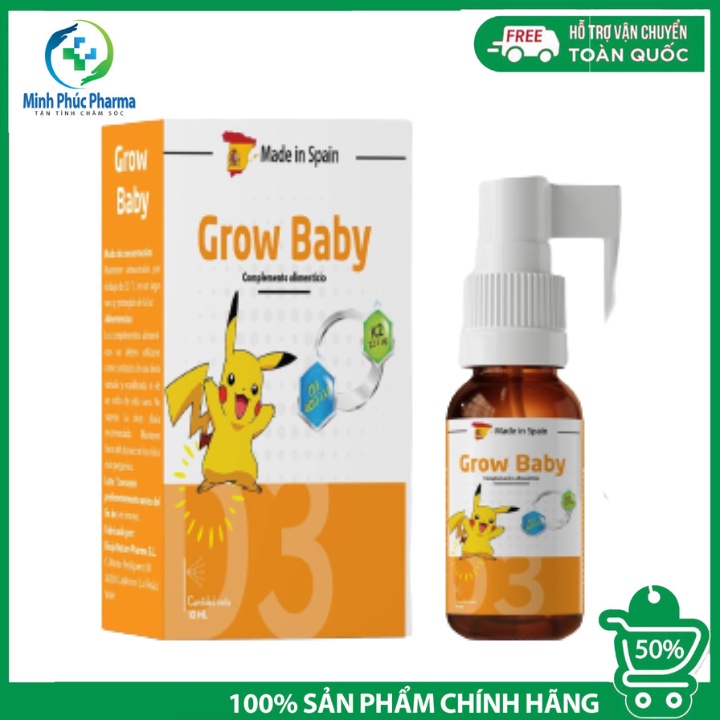 Vitamin D3 K2 DHA Dạng Xịt Growbaby Hỗ Trợ Phát Triển Chiều Cao Và Trí ...