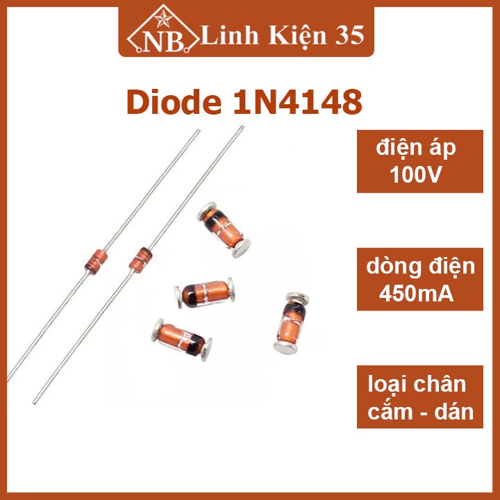 Diode zener 1N4148 chân cắm, chân dán dòng điện 450mA điện áp 100V (Gói 10 Con) | Shopee Việt Nam
