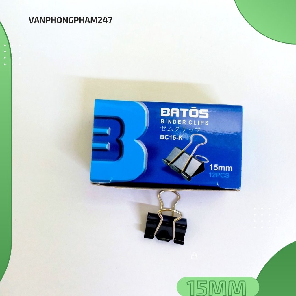KẸP BƯỚM BATOS - Kẹp giấy đen 15mm/19mm/25mm/32mm/41mm/51mm - Hộp 12 ...