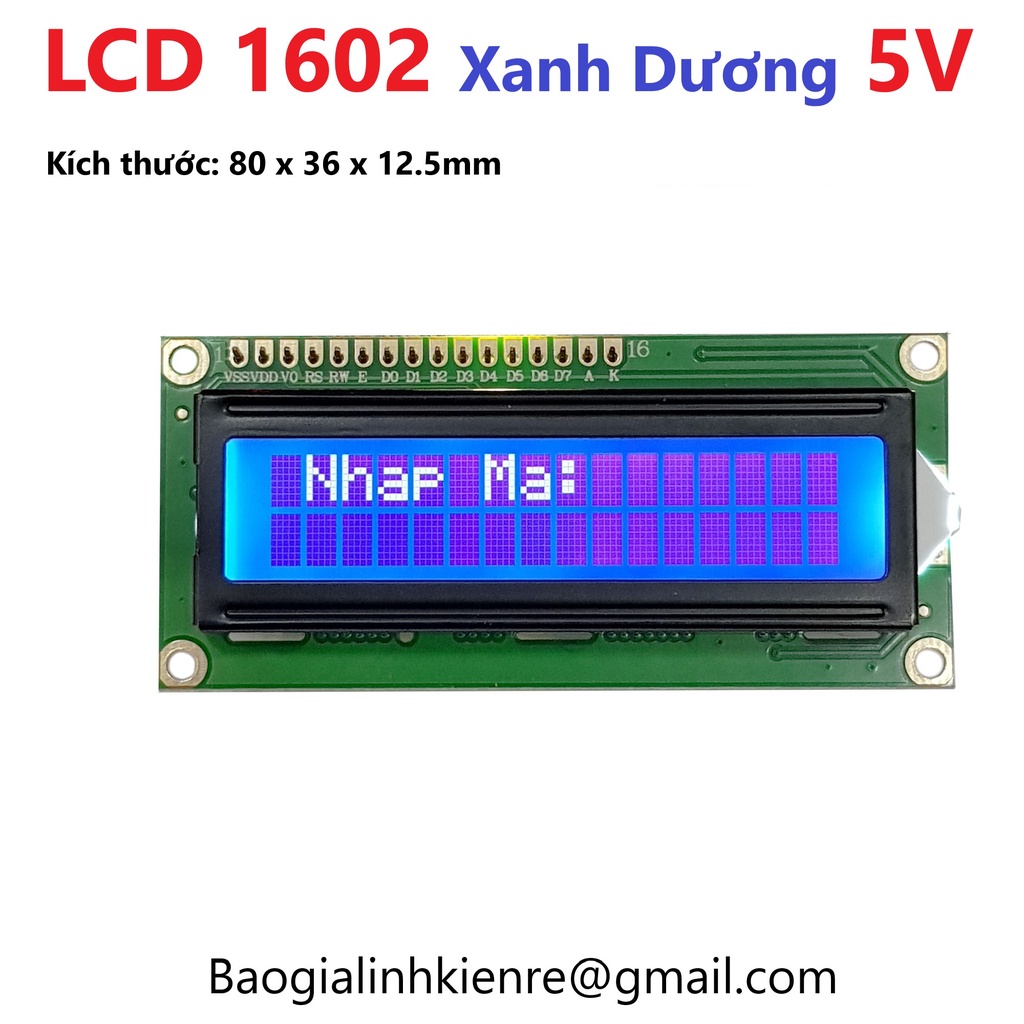 Màn hình LCD 1602 2004 5V xanh lá/xanh dương Có Đèn Nền - Kèm I2C | Shopee Việt Nam