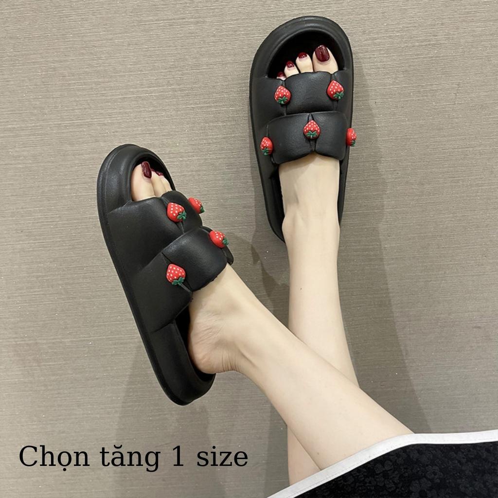 Dép bánh mì nữ CHAO gắn STICK DÂU TÂY chọn tăng 1 size | Shopee Việt Nam