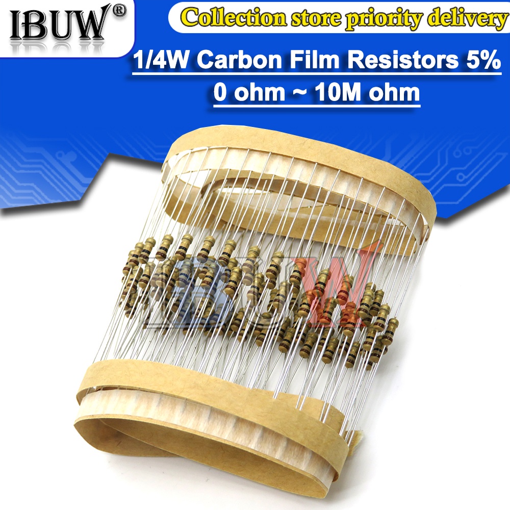 Set 100 Điện Trở 1 / 4W 75R ~ 9.1K 5% 75R 100R 200R 300R 470R 750R 1K ...
