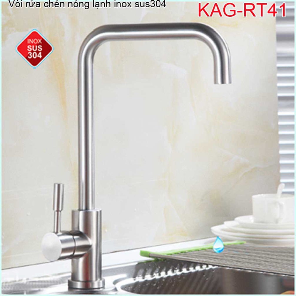 Vòi rửa chén bát nóng lạnh inox 304, Vòi bếp Inox Lucky KAG-RT41 | Shopee Việt Nam