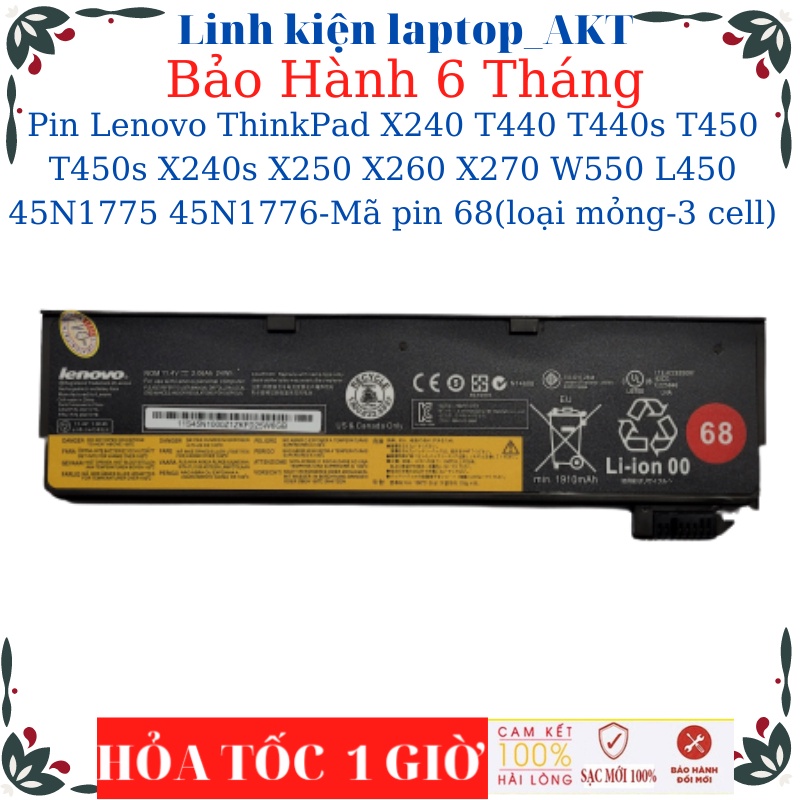 Pin Laptop Lenovo ThinkPad X240 T440 T440s T450 T450s X240s X250 X260 ...