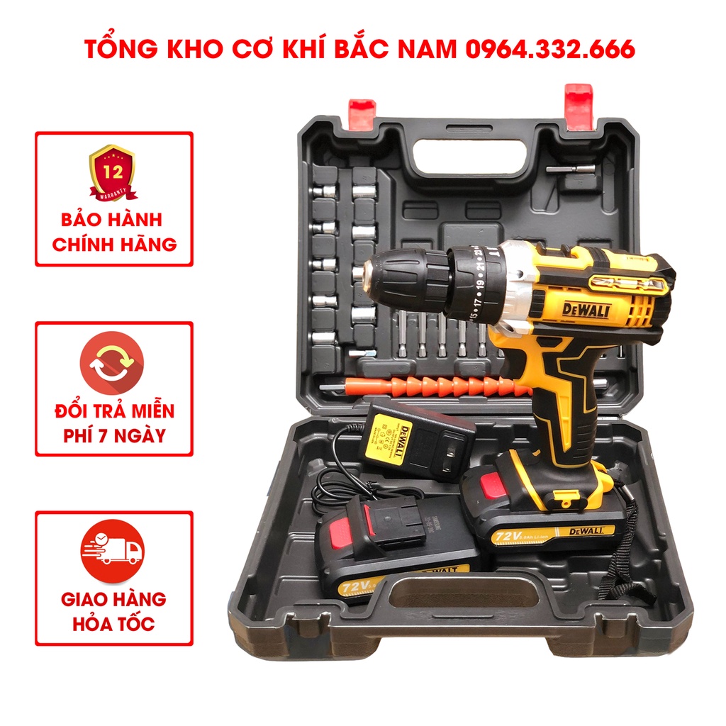 Máy khoan pin, máy khoan cầm tay DE.WALT 72v có búa 3 chức năng. Tặng ...