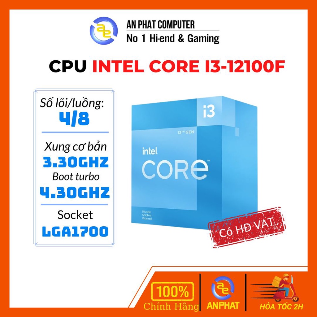CPU Intel Core i3-12100F (Up To 4.30GHz, 4 Nhân 8 Luồng,12MB Cache ...